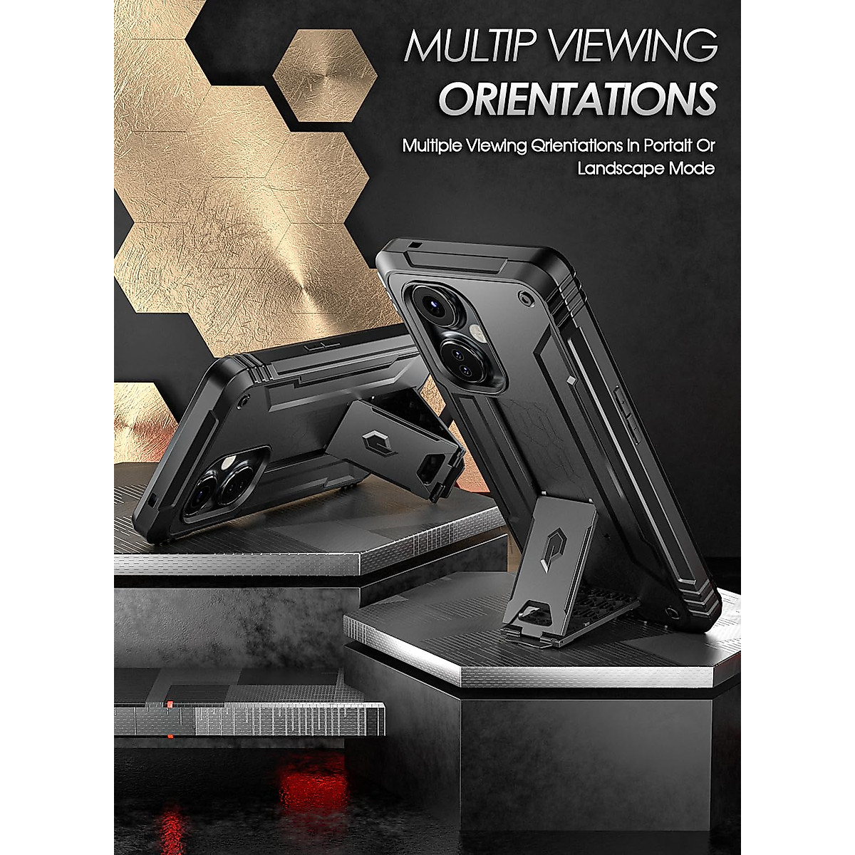 Poetic Revolution Case for OnePlus Nord N30 5G, [20FT Mil-Grade Drop Tested], Full-Body Rugged Dual-Layer Shockproof Protective Cover with Kickstand and Built-in-Screen Protector, Black