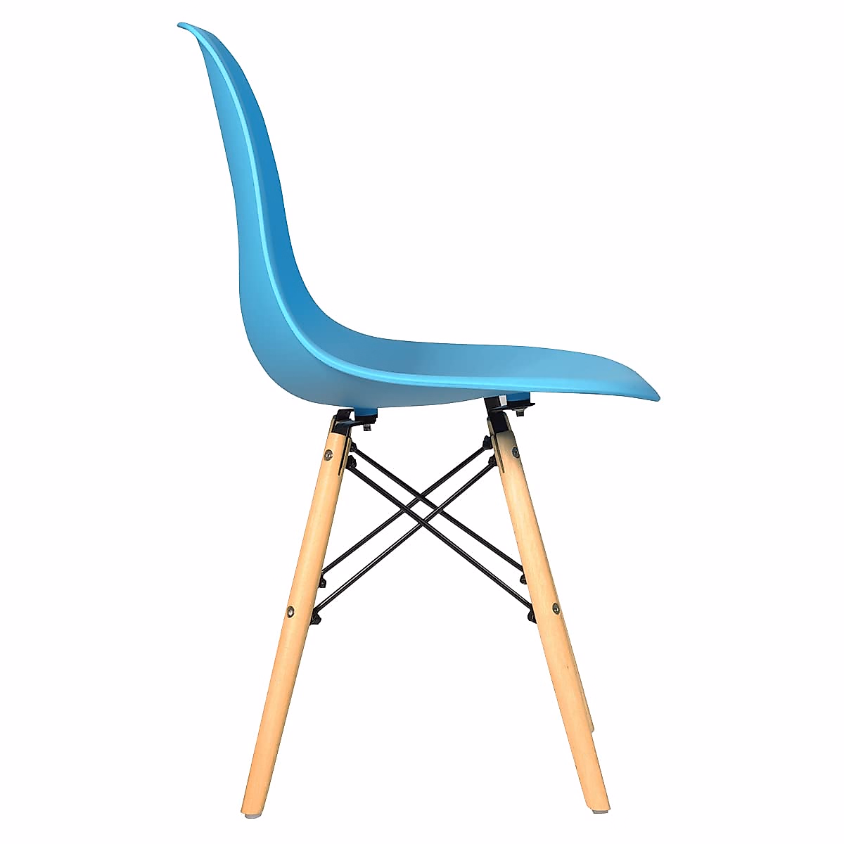 HAPPYGRILL DSW Chairs Set of 4, Pre Assembled Dining Chairs with Wood Legs Plastic Seat, Armless Kitchen Chairs Shell Lounge for Dining Living Room