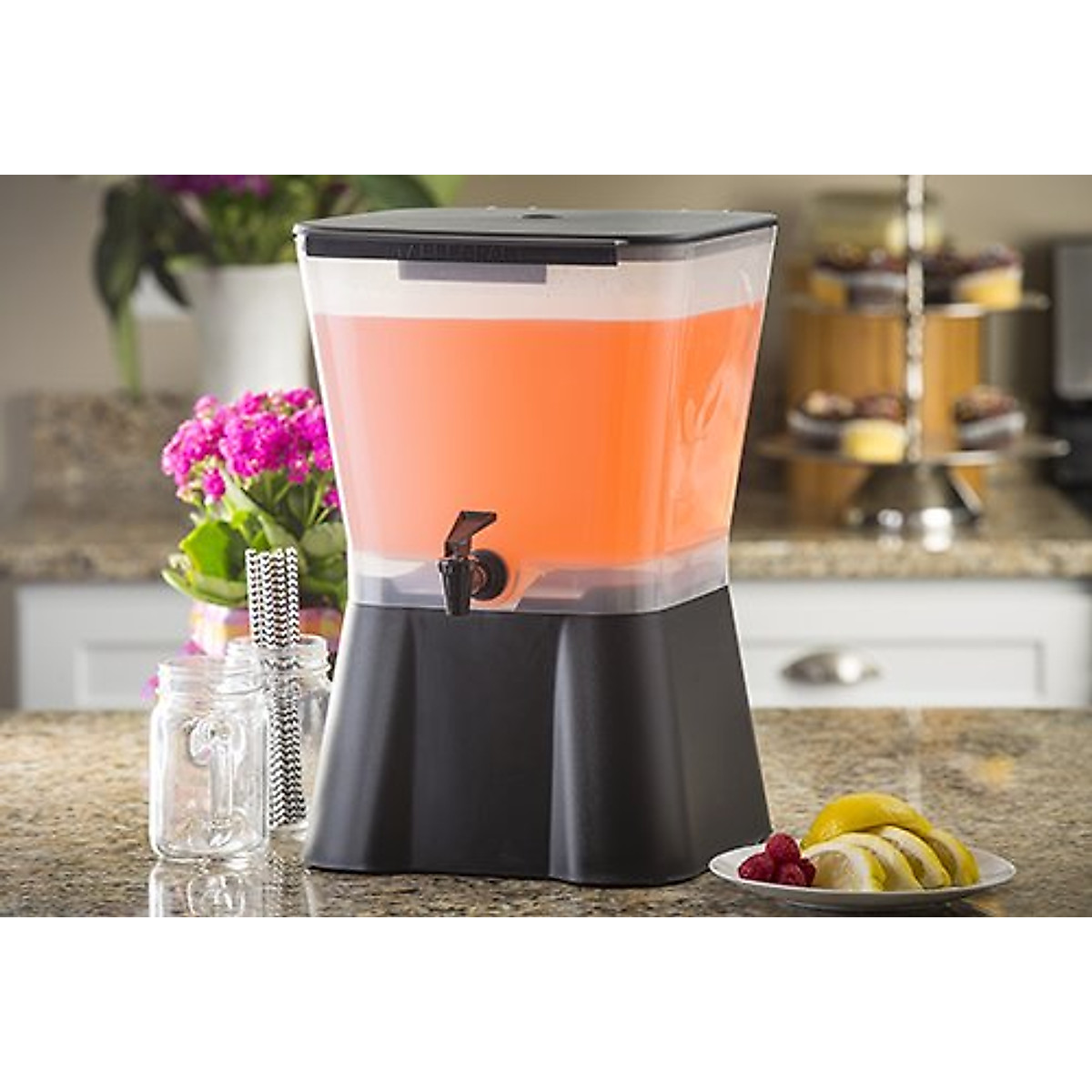 TableCraft H953 3-Gallon Beverage Dispenser Black And Clear