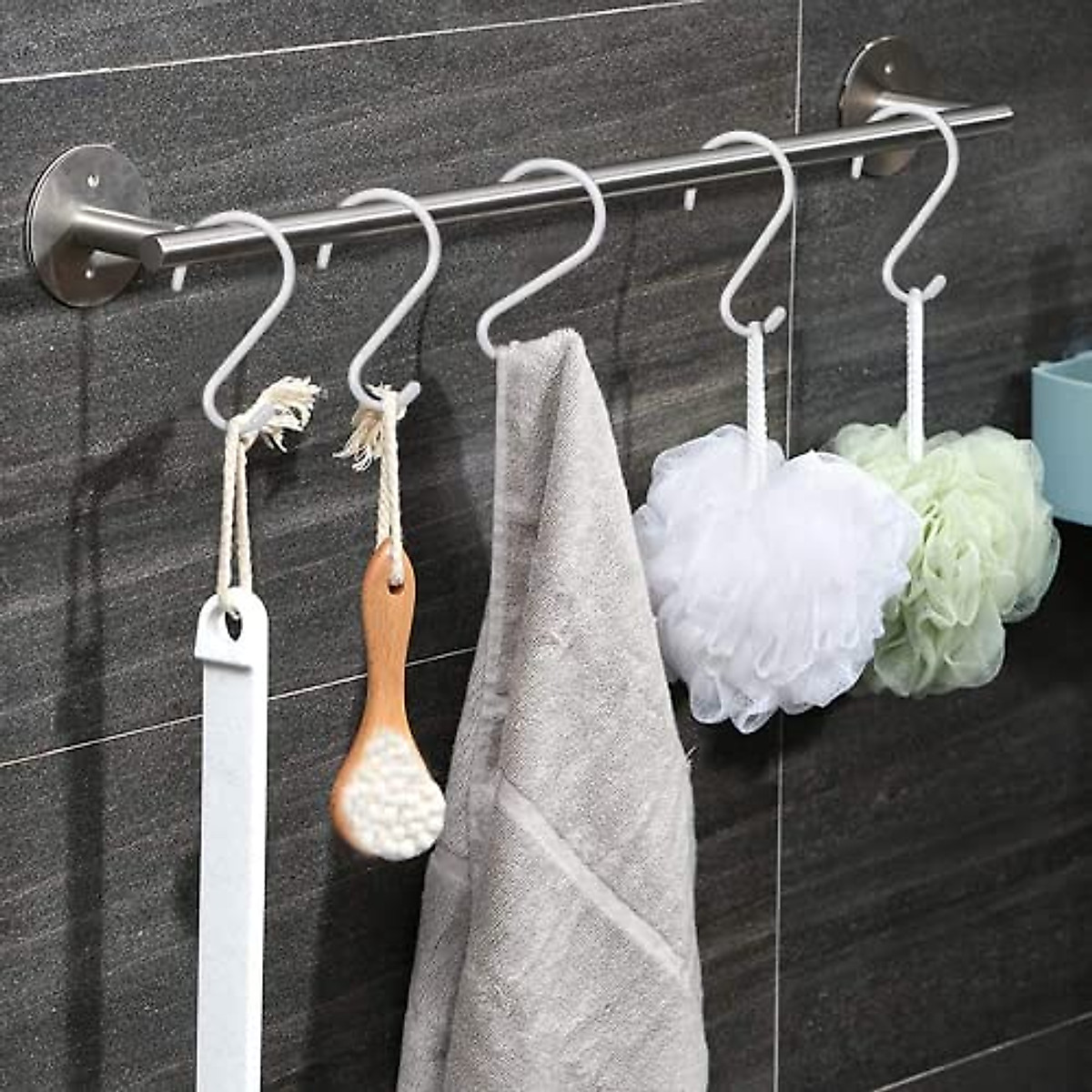 Weixinghera Hook Set, Heavy Duty S Hooks, Closet Hooks, Small S Hooks, Patio Hooks, Home Living Multi-Purpose Hooks, 20 PCS, Large, Medium, Small,(White + Black Hook)