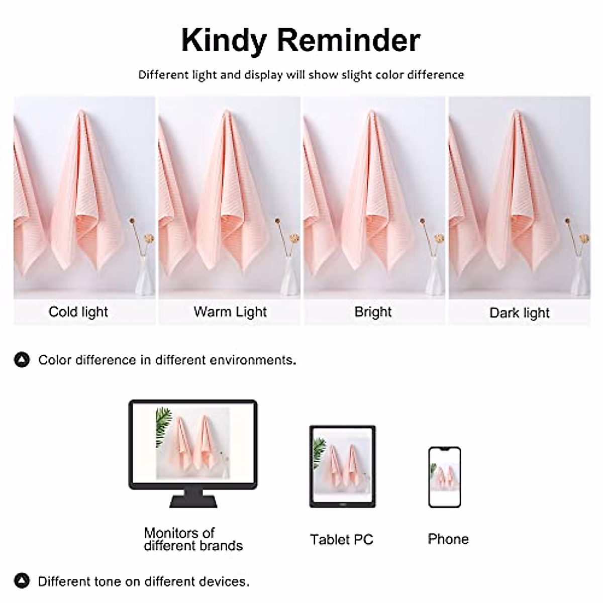 PiccoCasa Set of 2, Pink Ribbed Hand Towels for Bathroom 13 x 29 Inch 100% Cotton Soft Absorbent Soft Feeling Fast Drying Towels Hotel Spa Towel Face Towel