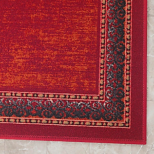 Antep Rugs Alfombras Bordered Modern 2x5 Non-Slip (Non-Skid) Low Pile Rubber Backing Kitchen Area Runner Rug (Maroon Red, 2' x 5')