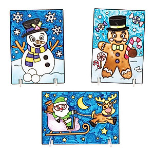 Baker Ross FC182 Christmas Suncatcher Pictures - Pack of 4, Suncatchers for Kids with Stained Glass Effect, Make Your Own Rainbow Decorations to Decorate and Display