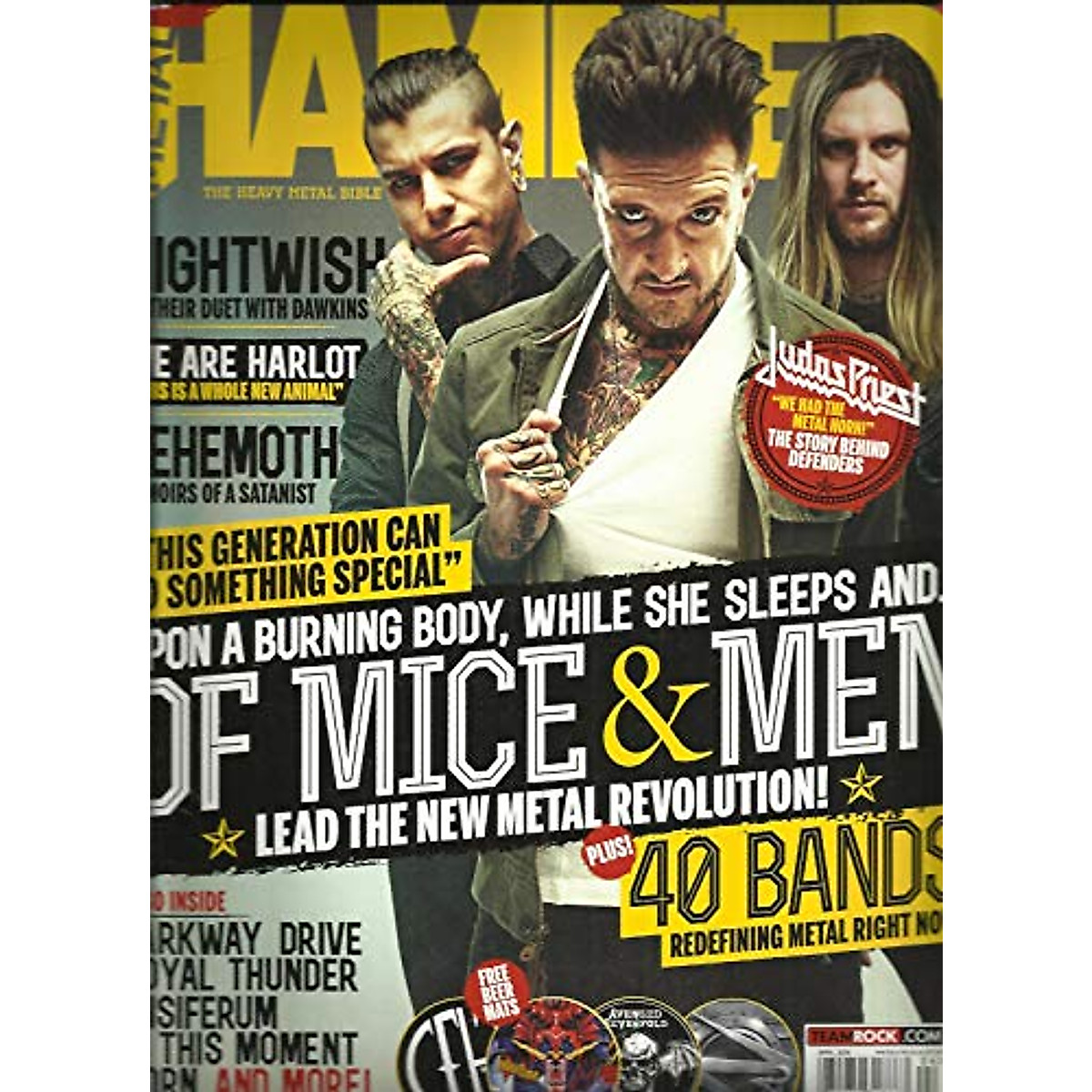 METAL HAMMER MAGAZINE, THE HEAVY METAL BIBLE APRIL, 2015 ALL 3 FREE GIFTS