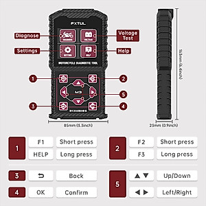 FXTUL M3-C Motorcycle Diagnostic Tool OBD2 Scanner Compatible for UZUKI Vespa EUROV and OBD2 Motorcycle, Universal Car Engine Fault Code Reader CAN Diagnostic Scan Tool