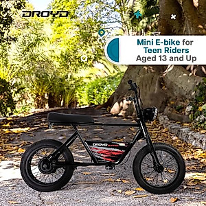 Droyd Blipper Electric Mini Balance Bike for Kids Ages 13+, 250W w 12.5MPH up to 12.5 Miles, up to 60 Mins Run Time w 16in Tire, 24V 10Ah Battery
