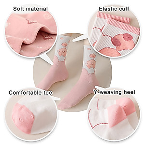 Ohjijinn Kawaii Anime Beanie Knitted Hat and Socks, Cute Pink Slouchy Warm Cap, Cartoon Winter Soft Headwear Funny Hat Gifts for Women