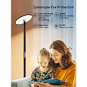 chiphy Floor Lamp, All Metal Standing Lamp, 40W/2600LM Dimmable Grow Light, Eye Protection Natural Sunlight, 69" Heights Adjustable Tall Lamp for Living Room,Bedroom,Reading,Piano,Sofa