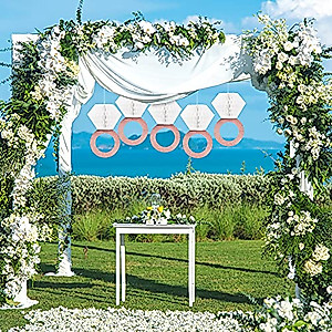 Bachelorette Party Supplies 3PCS Diamond Ring Hanging Decorations Rose Gold Glitter Paper Honeycomb Ring for Engagement Party Bridal Shower Wedding Decor