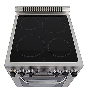 West Bend WB200ERPSS 20-Inch Electric Range, Compact Design, Top with 4 Cooking Zones, Glass Oven Door, Storage Drawer, and Rotisserie Accessories, 2.0 Cu. Ft, Stainless Steel, Metallic