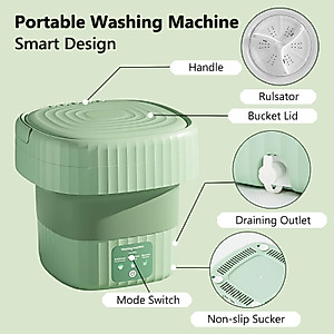 Portable Washing Machine, High Capacity Mini Washing Machine with Blue Light and 3 Modes for Deep Cleaning, Half Automatic Small Washer for Socks,Baby Clothes,Towels,Underwear or Small Items(Green)