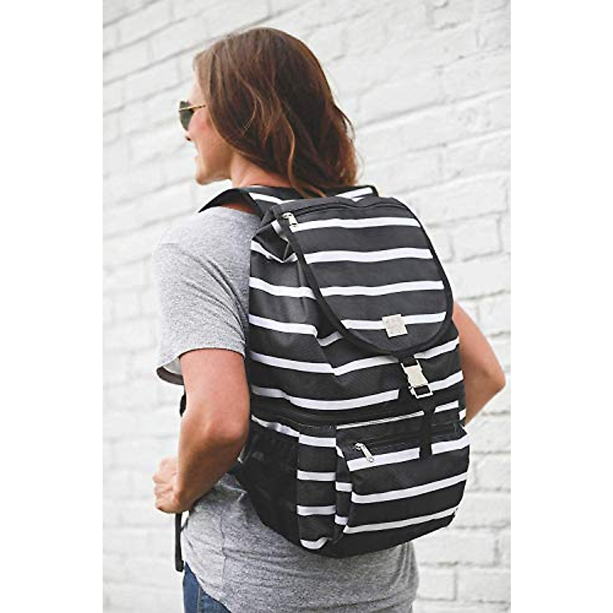 One Girl Savvy Outdoors Cooler Backpack | Durable, Lightweight, Stylish Design, High-Density Insulation Material & Leak-Proof | Perfect for Events, Picnics, Beach Activities, Hiking & More, Stripes