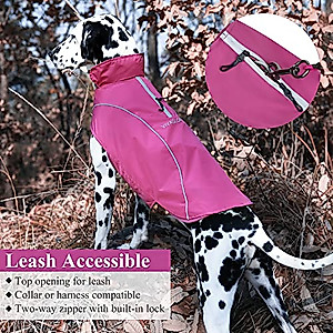 VIVAGLORY 3-in-1 Dog Coats Lined with Fleece, Reflective Water-Resistant Cold Weather Dog Coats, Wind Breaker, Warm Sweater with Leash Portal, Dog Winter Coats for Large Dogs