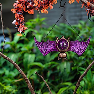 Stargarden Bat Solar Lantern,Hanging Solar Light Outdoor Waterproof for Halloween Decorations,Garden Tree Ornaments -Purple