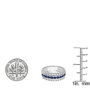 Dazzlingrock Collection Round Blue Sapphire & Diamond Engagement Ring for Women in 10K White Gold, Size 5.5