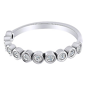 AFFY Natural Diamond Engagement Wedding Band Ring 14K White Gold (0.2 Ct),Ring Size-10.5