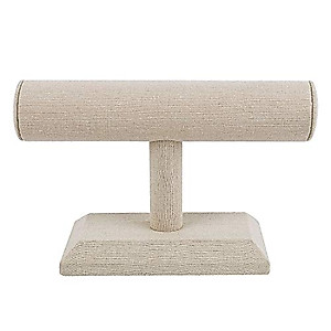 MOOCA Linen Covered Wood Jewelry Display, Jewelry Stand, Bracelet Holder Display, Watch Stand, Jewelry Display for Vendors, Bracelet Display Stand, Tan Linen