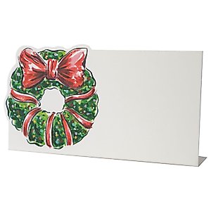 Christmas Holiday Place Setting Cards - Party Seating Placement Cards Pack of 12 - Holiday Wreath