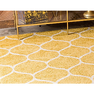 Unique Loom Trellis Frieze Collection Area Rug - Rounded (5' 1" x 8', Yellow/ Ivory)