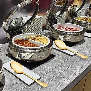 LIANYU Gold Serving Spoons Set of 6, 9.8 Inch Stainless Steel Large Dinner Buffet Catering Banquet Serving Spoons, Mirror Finish, Dishwasher Safe