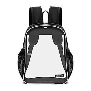 OSOCE Black Mini Clear Backpack Heavy Duty,Clear Bag Stadium Approved,PVC Transparent Clear Book Bag with Adjustable Shoulder Straps for Security Work Concert Festival Travel