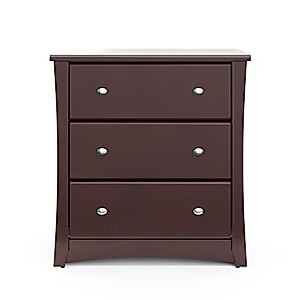 Storkcraft Crescent 3 Drawer Dresser (Espresso) – Baby and Kids Bedroom Organizer, Nursery Chest, Storage Dresser With Drawers, Universal Design