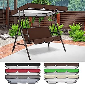 Patio Swing Canopy Cover Only 2-3 Seater Swing Chair Top Covers Waterproof Swing Canopy Replacement Outdoor Garden Courtyard Porch Sunscreen Protection Cover for Seat Furniture (Beige, 78.4×52 in)