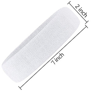 Men & Women Sweatband Headband Terry Cloth Moisture Wicking for Sports,Tennis,Gym,Work Out (Solid White)