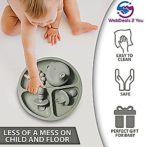 Baby Feeding Set Silicone Baby Bib Baby Plate Bowl Spoon Fork Divided Plate Baby Teether Baby Led Weaning Baby Gift Set