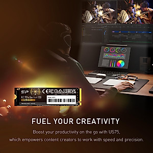 Silicon Power 2TB US75 Nvme PCIe Gen4 M.2 2280 SSD R/W Up to 7,000/6,500 MB/s, Compatible with PlayStation 5 (SP02KGBP44US7505)