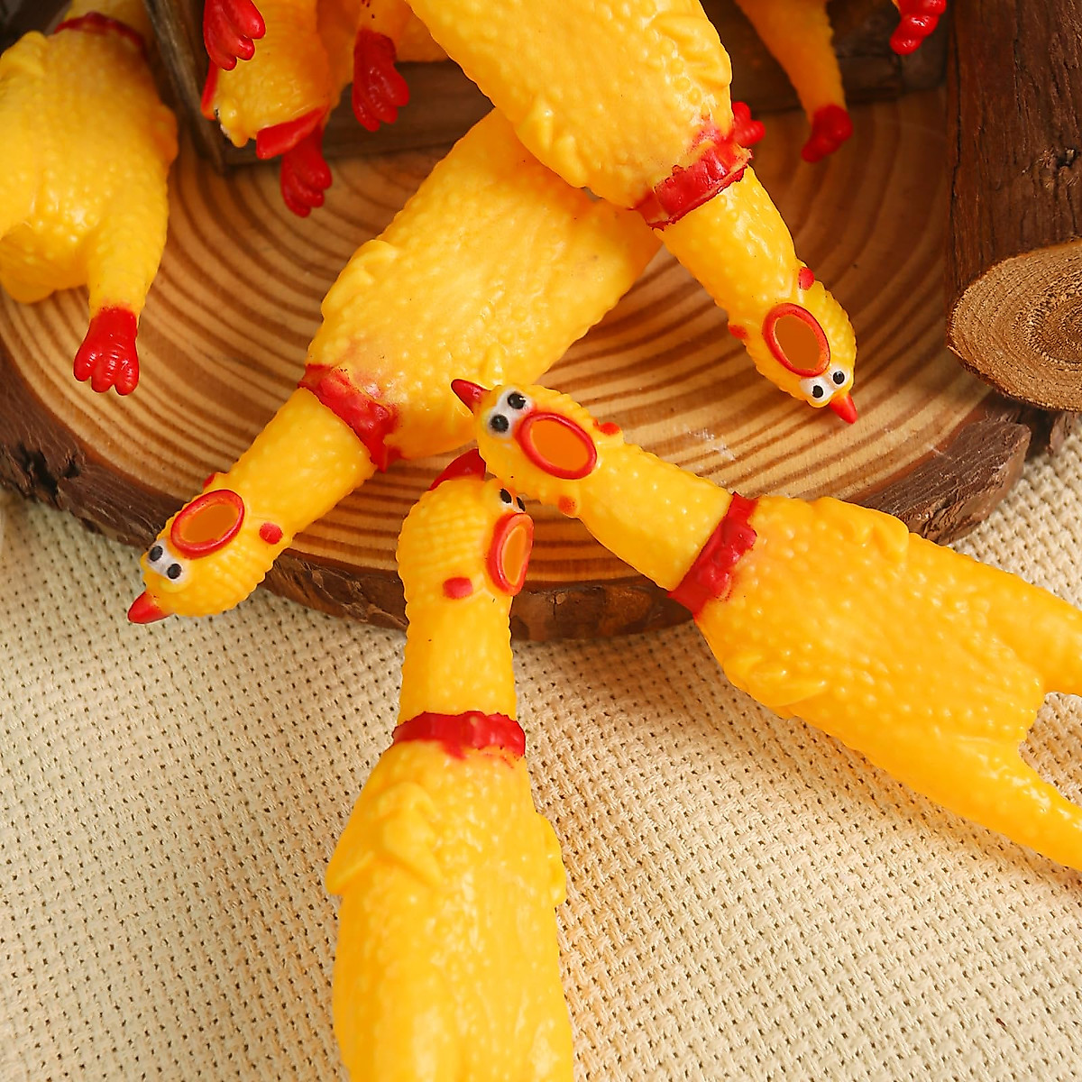 LovesTown 16PCS Rubber Chickens, Screaming Chicken Toys, Chicken Squeaky Toy Squeeze for Kids Party Favors Prank Toys Dog Toys