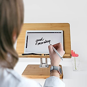 wishacc Cookbook Stand, Foldable Cookbook Holder, Recipe Book Stand Holder with Clips (15.4 x 11 inches)