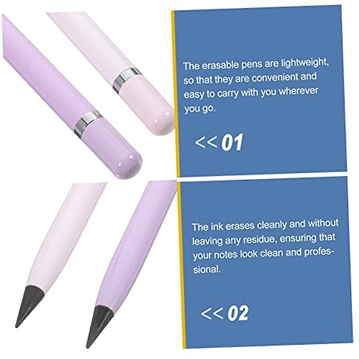 STOBOK Everlasting Pencil stylus signature pens inkless pen funny pens for fun for everlasting with eraser metal paint brushes handwriting 2Pcs Erasable Signing Pen