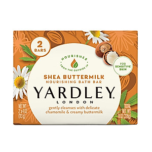 Yardley London Shea Buttermilk Sensitive Skin Naturally Moisturizing Bath Bar, 4.25 ounce, 2 Count
