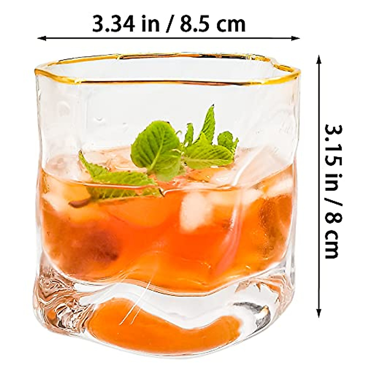 KOILLUXU Gifts for Dad from Son Daughter Fashioned Stemless Wine Glass Set Of 4 Clear Gold Banded Glassware For Gift Rocks Glasses Wine Glass For White Wine,Red Wine, Cool Water,Whiskey,Bourbon