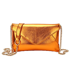 Laser Gradient Messenger Bag, Fashionable Women Candy Color Tote Bag, Triangular Flap Envelope Bag, PVC Portable Shoulder Bag (Orange)