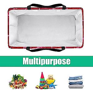 KQNZT Reusable Grocery Bags, Heavy Duty Reusable Shopping Bags, Large Tote Bags with Long Handles and Reinforced Bottom, Red Brick Wall