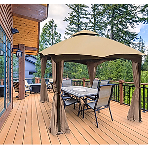 ontheway Replacement Canopy Top for Lowe's Allen Roth 10X12ft Gazebo #GF-12S004B-1 (Khaki)