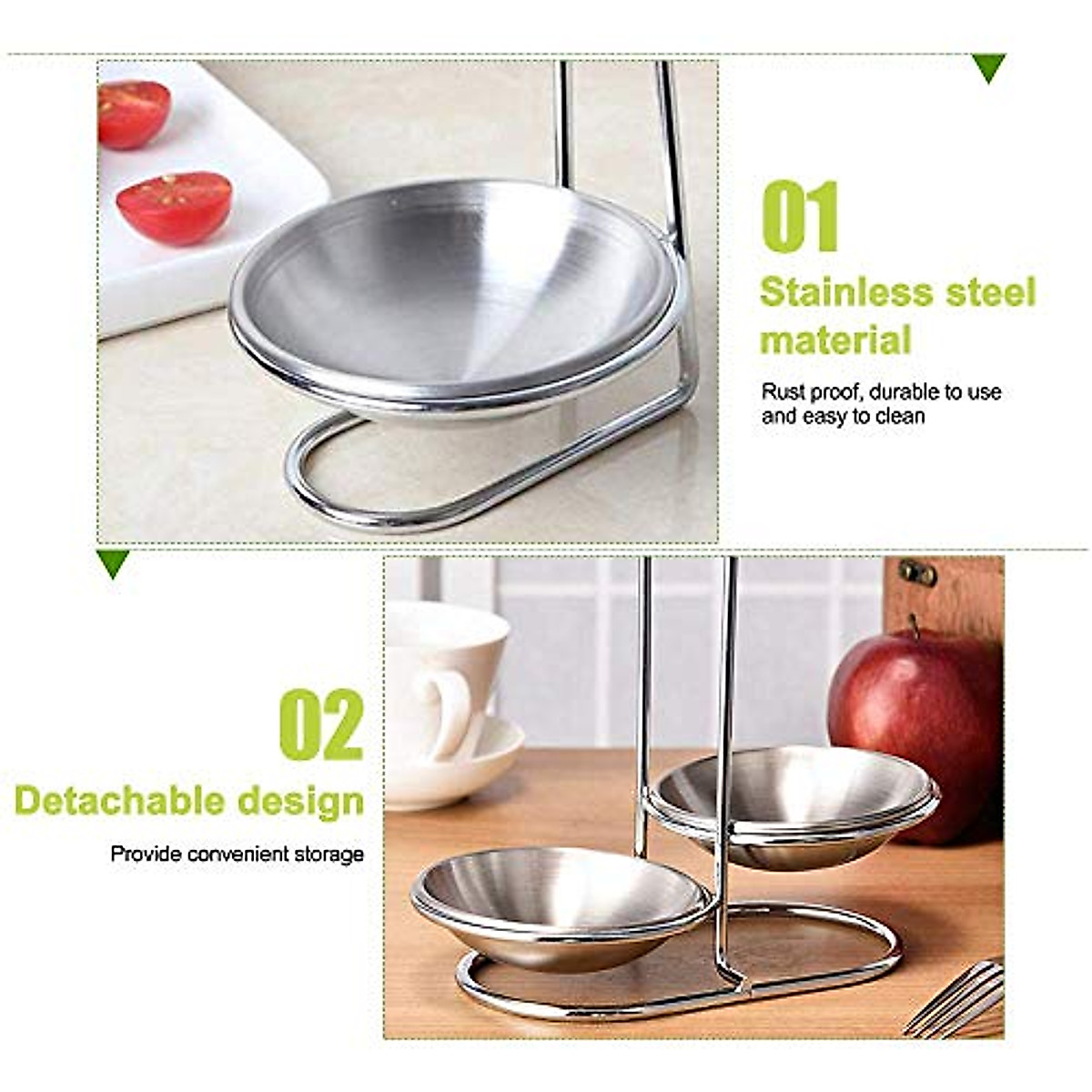 Spoon Rest Holder, iPstyle Stainless Steel Vertical Saving Soup Ladles Holders or Hotpot Restaurant, Buffet, Fast Food Restaurant Kitchen Decor Tool (Spoon Rest - 2Pack)