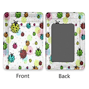 susiyo Colorful Ladybugs Slim Minimalist Wallets Rfid Blocking Card Wallets PU Leather Front Pocket Wallets for Men and Women