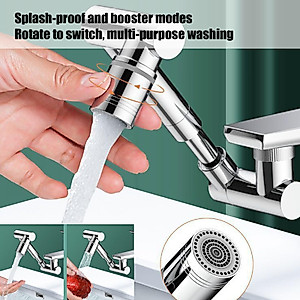 Timnamy Faucet Attachment, Rotating 1440° Robotic Arm Faucet Universal Model, Rotating Faucet Extender for Bathroom and Washbasin Sink with 2 Sprayer Modes (1*Black)