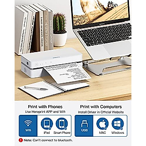 Thermal Printer, 2.4 GHz WiFi Inkless Printer Supports 8.5" x 11" US Letter Size Thermal Paper, Auto Cutting, Wireless Printer Support Android, iOS & Laptop, Compact Printer for Home Use, Office