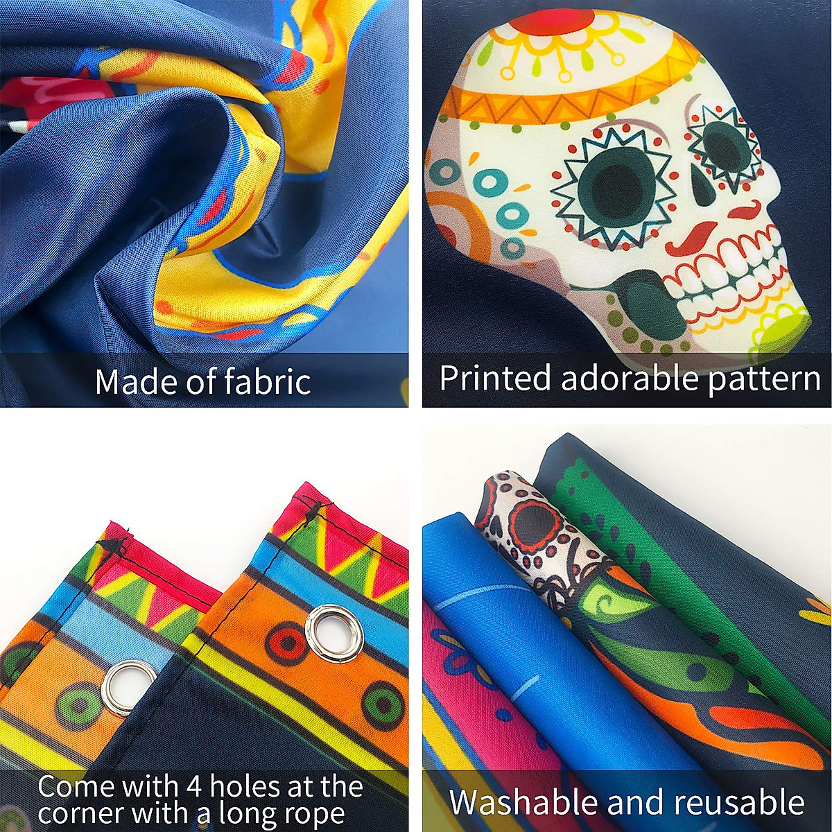 Day of The Dead Backdrop for Mexican Fiesta Sugar Skull Flowers Background Dia DE Los Muertos Birthday Halloween Party Supplies Fiesta Banner Party Decoration Photo Booth Studio(Dance)