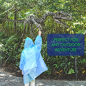 Lingito Rain Ponchos Family Pack | 12-Piece Emergency Drawstring Hood Poncho for Children and Adults | Lightweight Reusable or Disposable