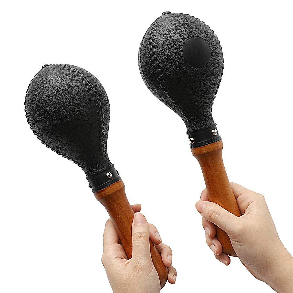 Percussion Maracas Pair of Shakers Rattles Sand Hammer Percussion Instrument with ABS Plastic Shells and Wooden Handles for Live Performances and Recording Sessions