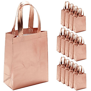 Sparkle and Bash Non Woven Reusable Tote Bags, Rose Gold Gift Bags with Handles (10x8 In, 20 Pack)