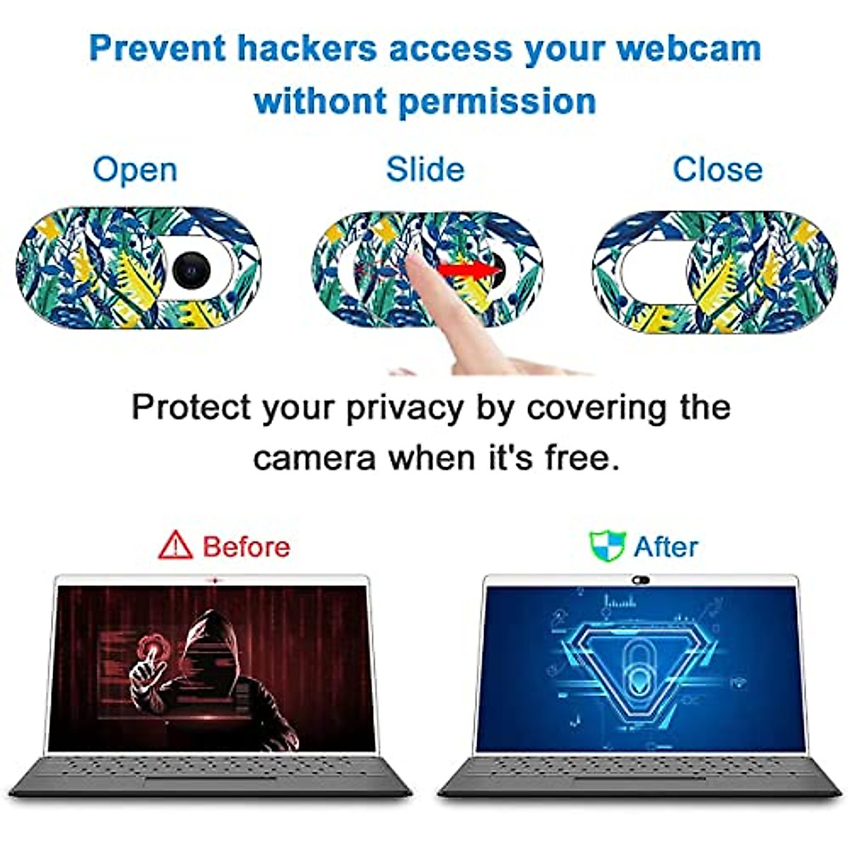 Laptop Camera Cover Slide, Thin Web Camera Cover for Laptop, Desktop, PC, MacBook Pro, MacBook Air, iPad, iMac, Tablet, Protecting Your Privacy Security Camera Slider… (Flower)