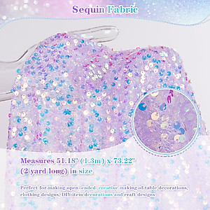 Sequin Fabric by The Yard: 6 Feet 2 Yard - Iridescent Glitter Mesh Embroidery Sparkly Fabric for Sewing Custom Clothe Dress Mermaid Table Decor Wedding DIY Crafts Decorations (Purple)