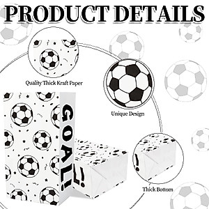 BLMHTWO 12 Pack Soccer Paper Bags Soccer Snack Bags with Stickers, Soccer Bags for Treats Soccer Gift Bags for Kids Party Favors Birthday Party Supplies