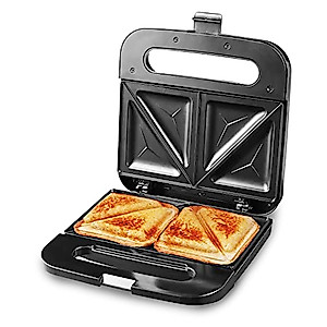 Elite Gourmet ESM2207SS Sandwich Panini Maker Grilled Cheese Machine Tuna Melt Omelets Non-stick Cooking Surface, 2 Slice, 750 Watts, Stainless Steel